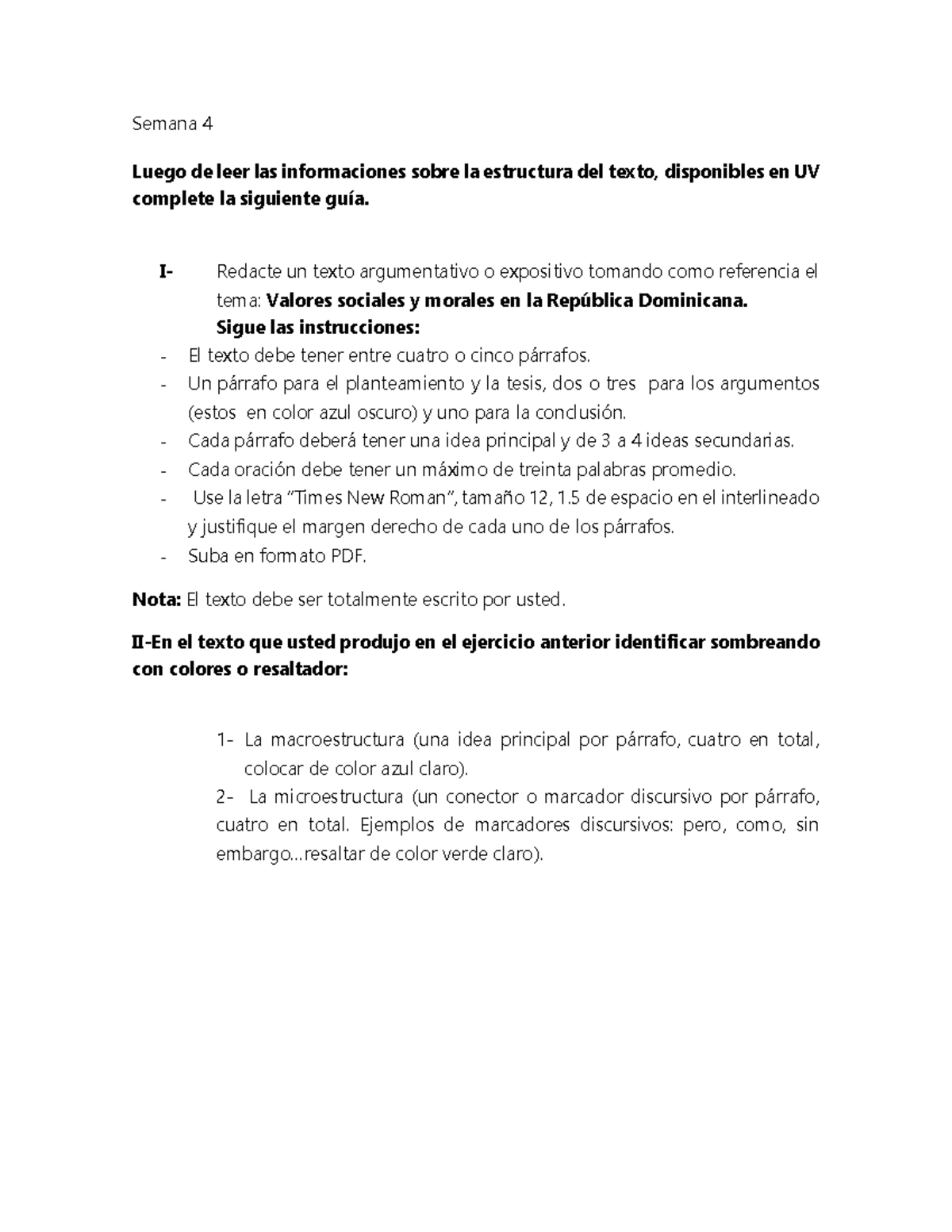 Semana 4 Estructura textual (2) - Semana 4 Luego de leer las ...
