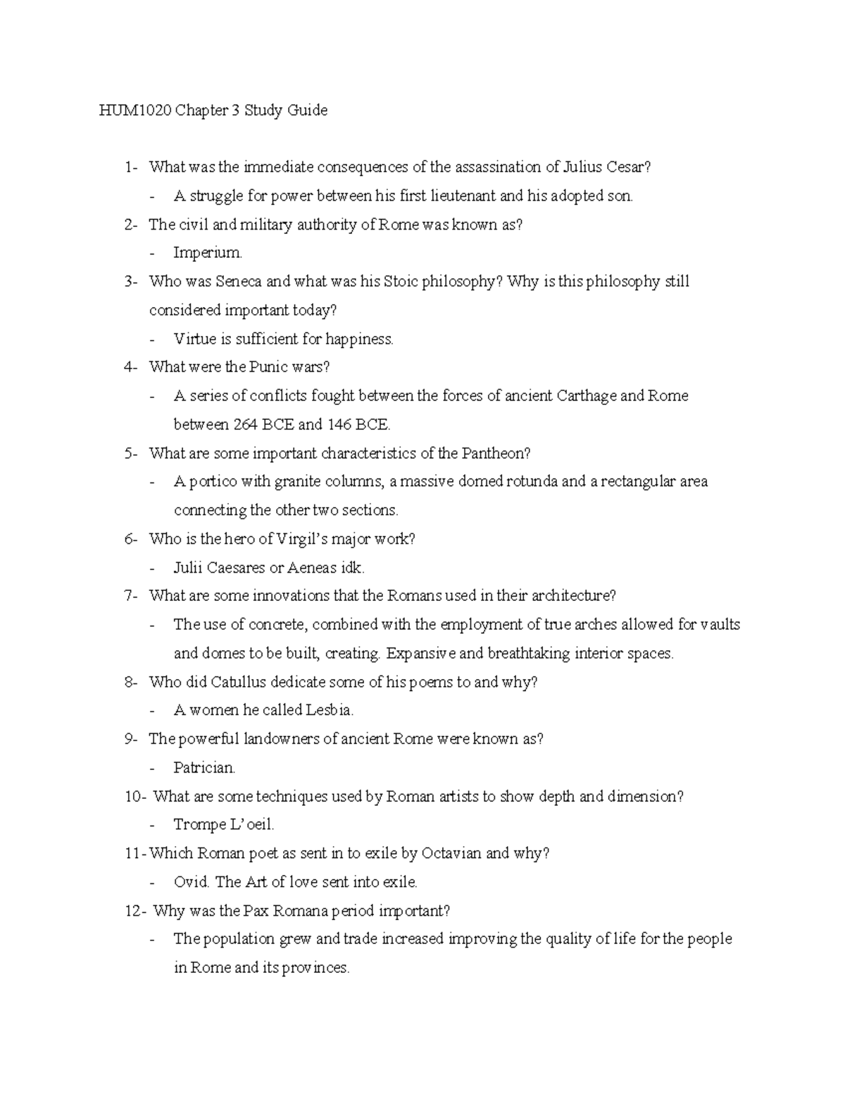 HUM1020 Chapter 3 Study Guide - HUM1020 Chapter 3 Study Guide 1- What ...