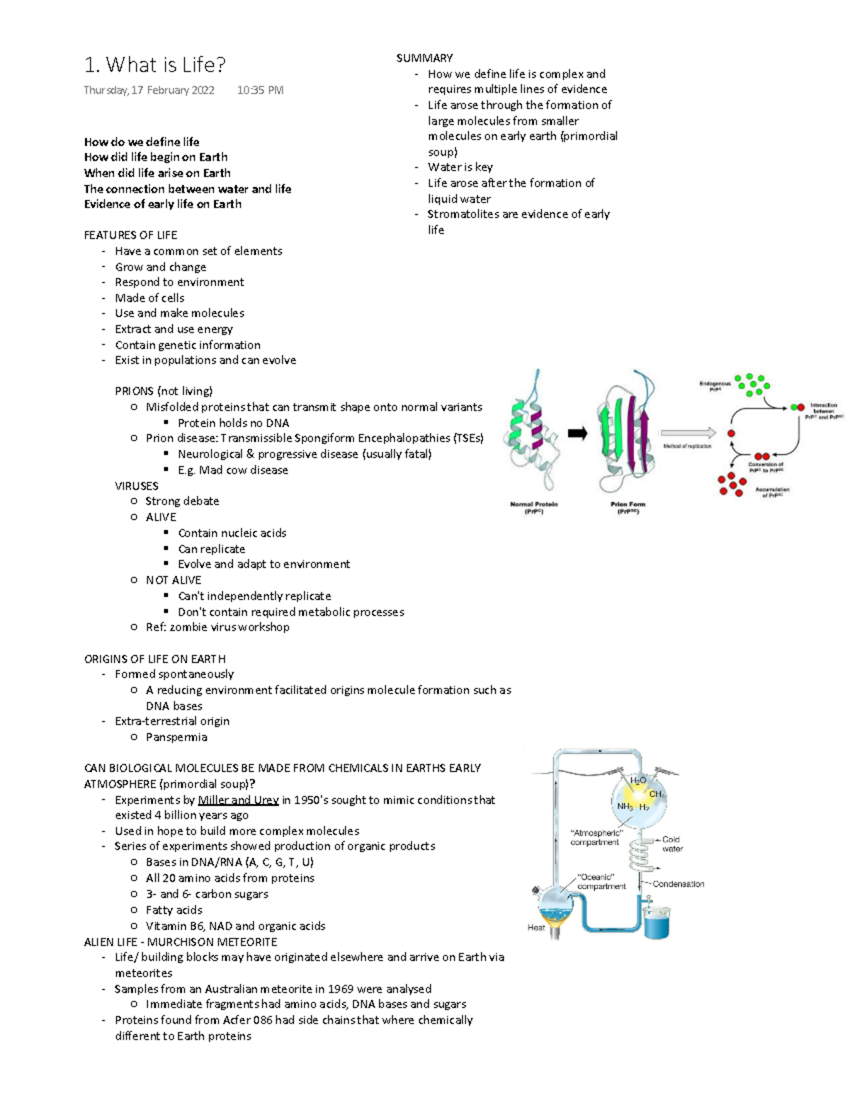BIOL10009 Module 1 Lecture 1 - How do we define life How did life begin ...