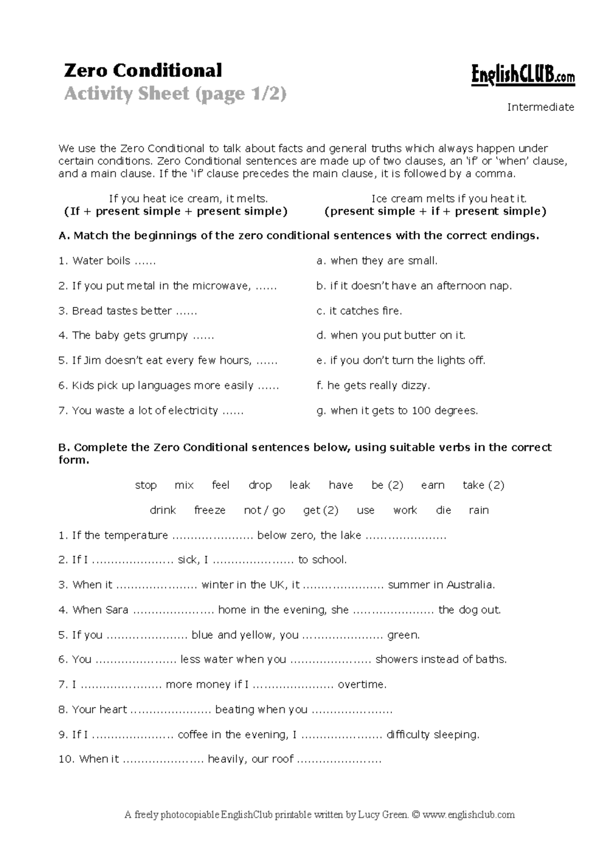 Zero-conditional-activity - A freely photocopiable EnglishClub ...