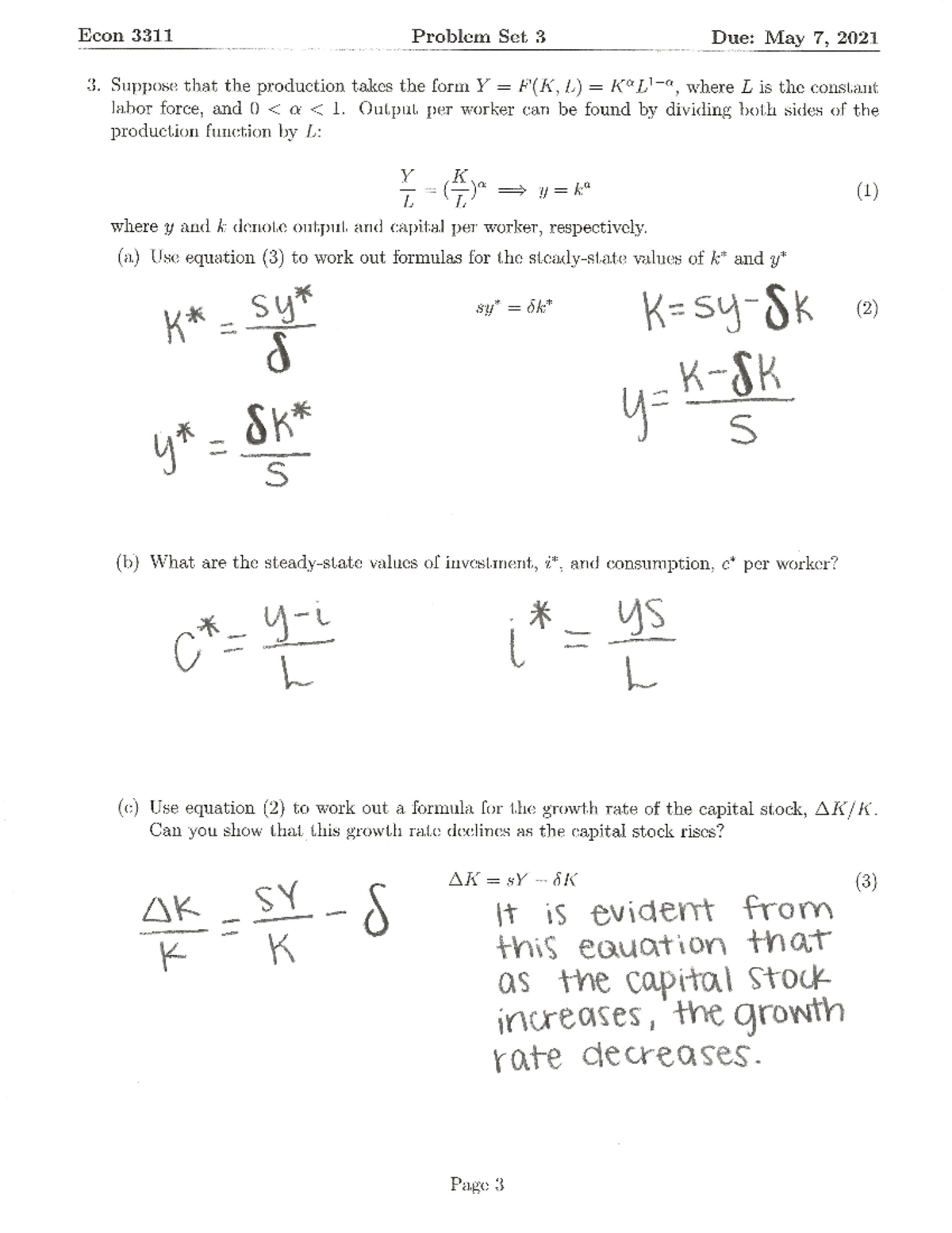 Econ 3311 Problem Set 3 Page 3 Econ 3311 Studocu