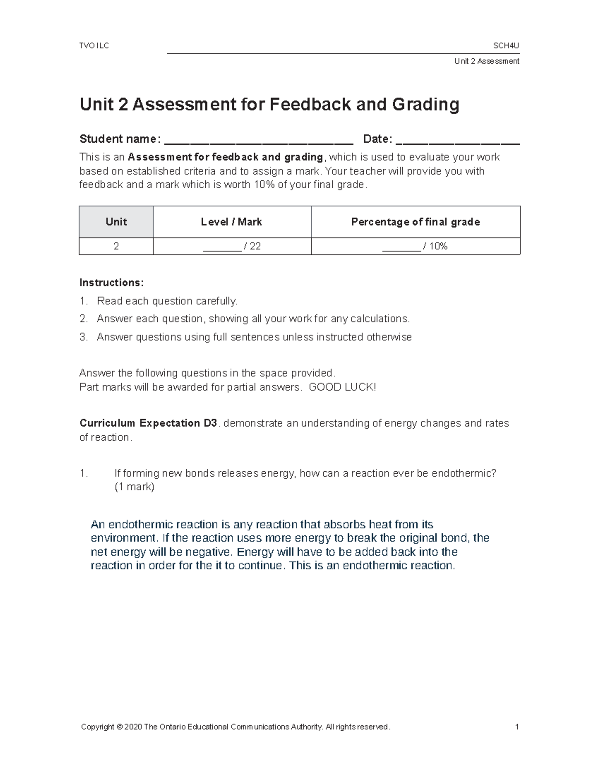 Sch4u 02 - just use it - Unit 2 Assessment Unit 2 Assessment for ...