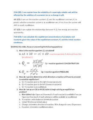 Gen Chem 2 notes - Gen Chem 2 - Chapter 12 b : Free Energy - There is a ...
