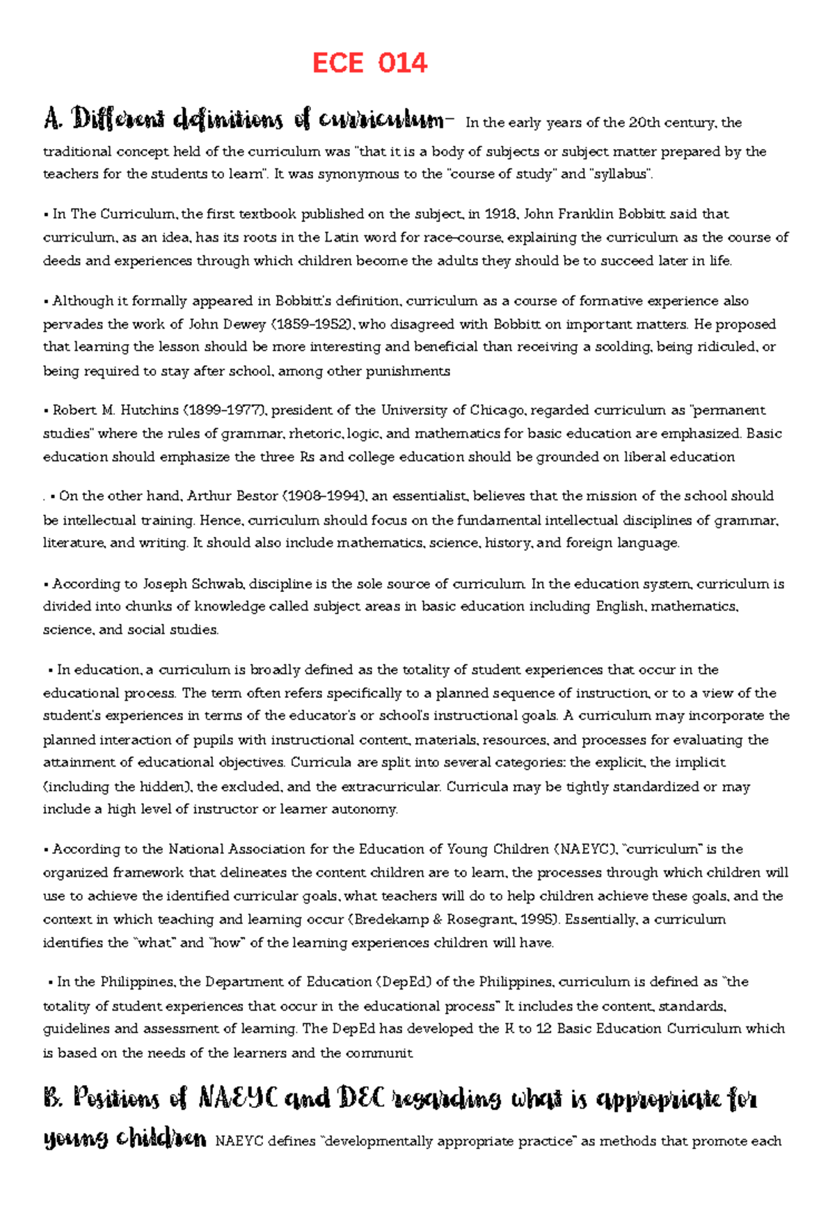 ECE 14 Lesson 1 and 2 - ECE 014 - ECE 014 . D eren def nition o cu ...