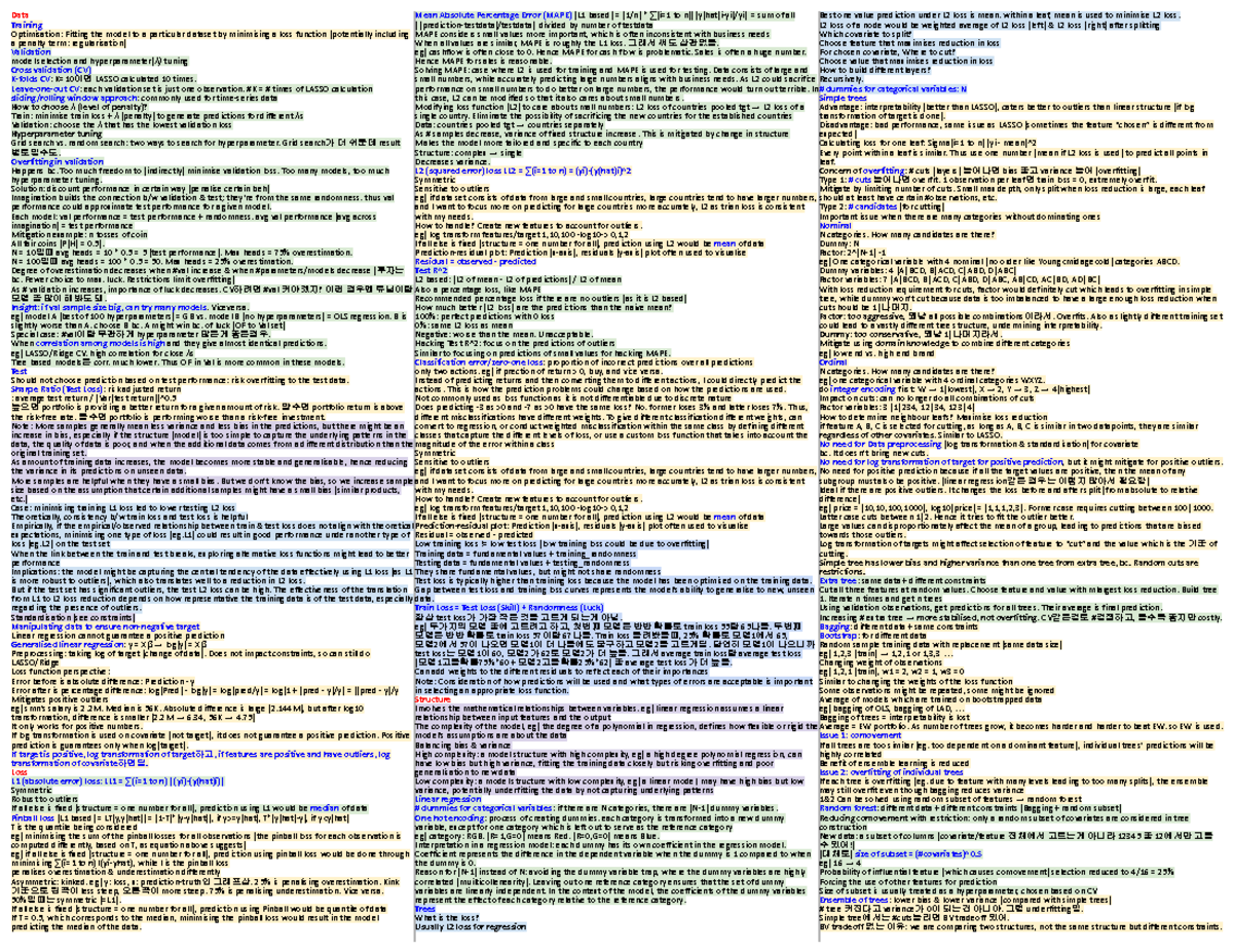 DBA3803 final cheatsheet - Data Training Optimisation: Fitting the ...