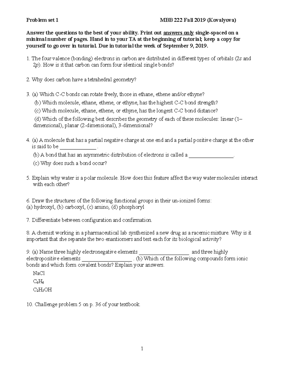 Problem set 1 - Make sure you read textbook for this - Problem set 1 ...