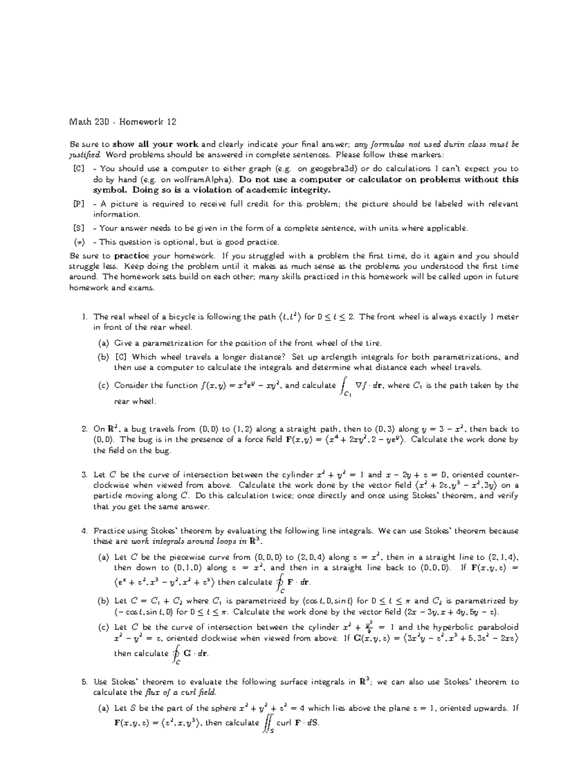 230 HW 12 - homework 12 - Math 230 - Homework 12 Be sure to show all ...