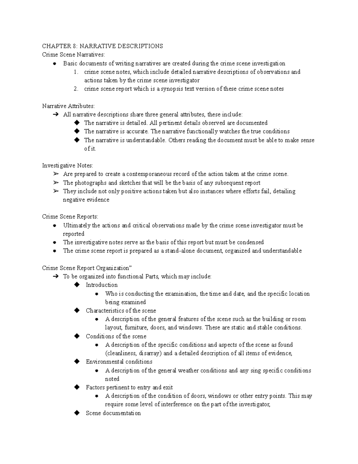 Crime Scene CH 8 - Professor Kelsie Bryland - CHAPTER 8: NARRATIVE ...