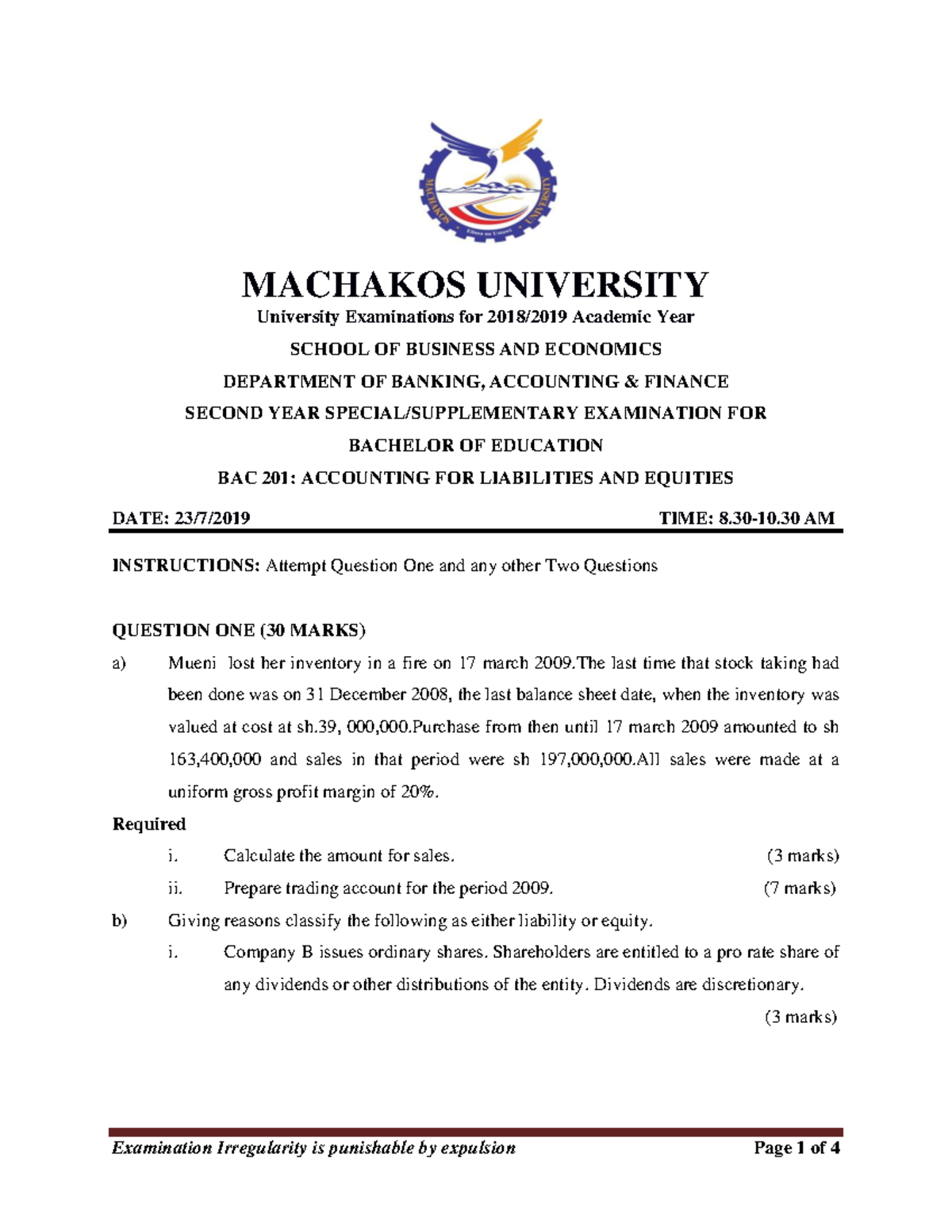 BAC 201 Accounting FOR Liabilities AND Equities - MACHAKOS UNIVERSITY ...