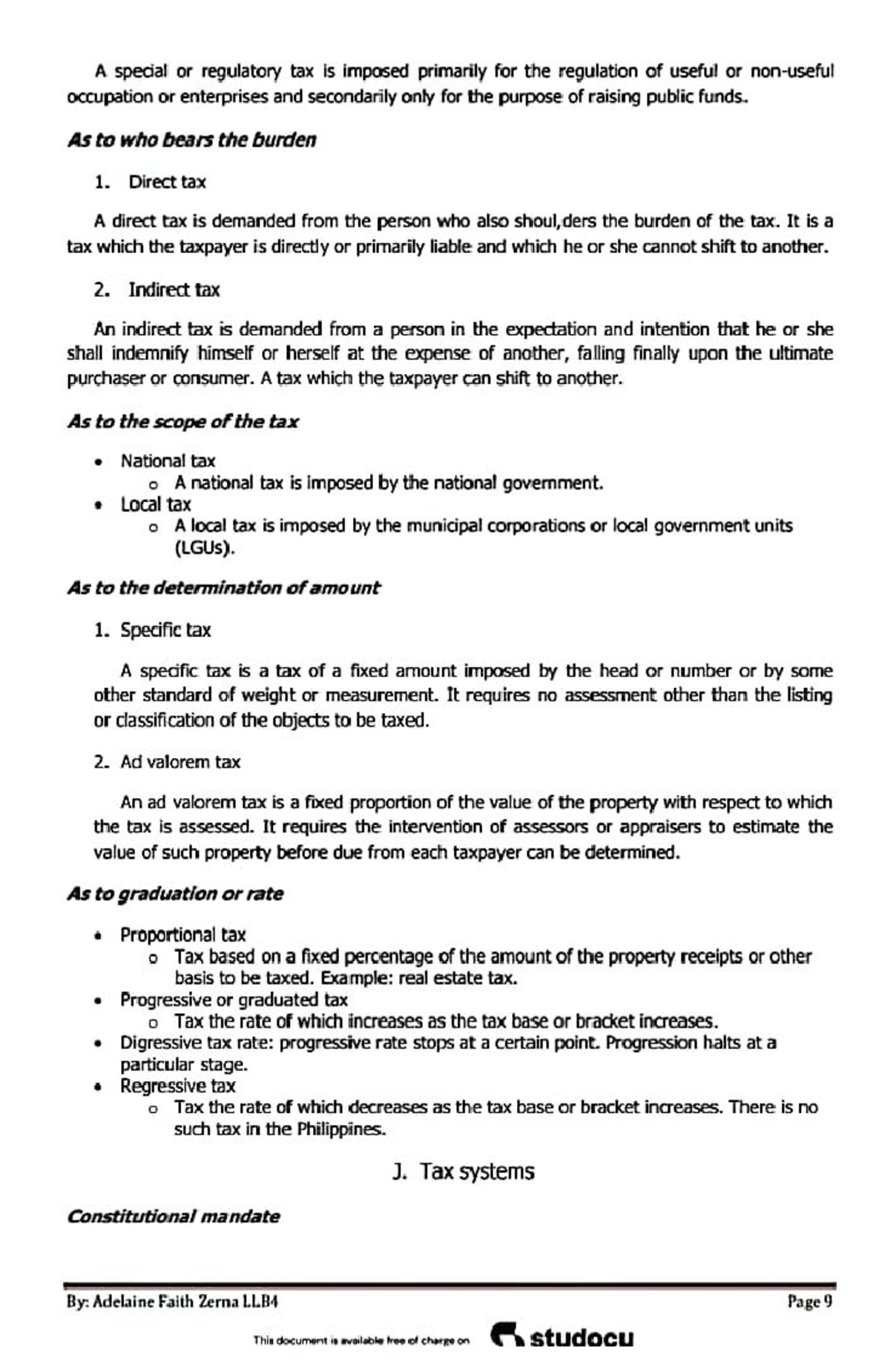 ACC877 9 - Xbdbx - A special or regulatory tax is imposed primarily for ...