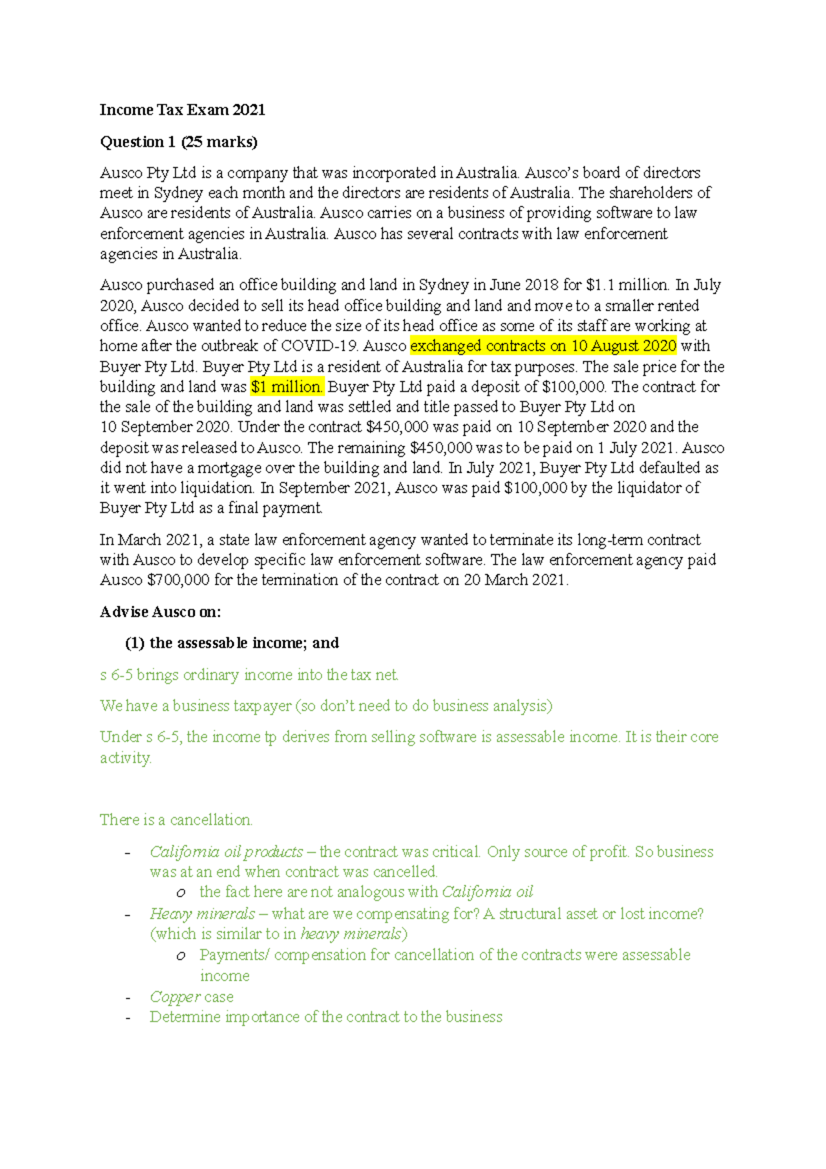 Income Tax Exam 2021 - Going through 2021 past exam paper. - Income Tax ...