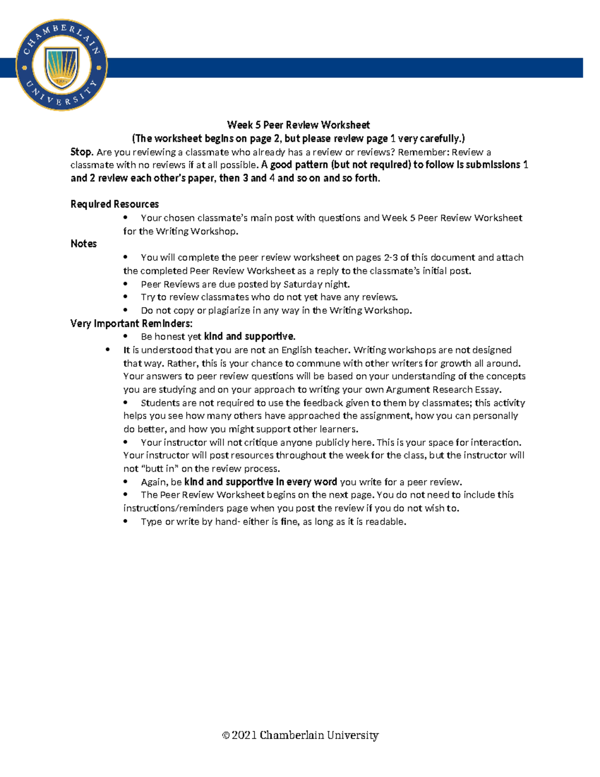 ENGL148 Week 5 Peer Review Worksheet - Week 5 Peer Review Worksheet ...