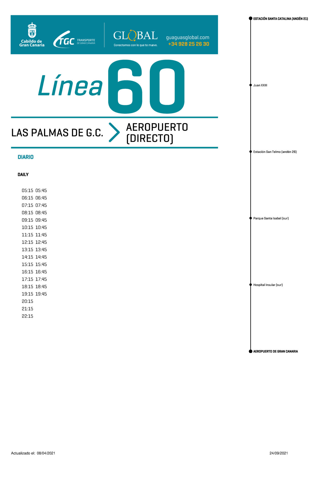 Linea 60 - Línea 60 AEROPUERTO (DIRECTO) LAS PALMAS DE G. DIARIO DAILY ...
