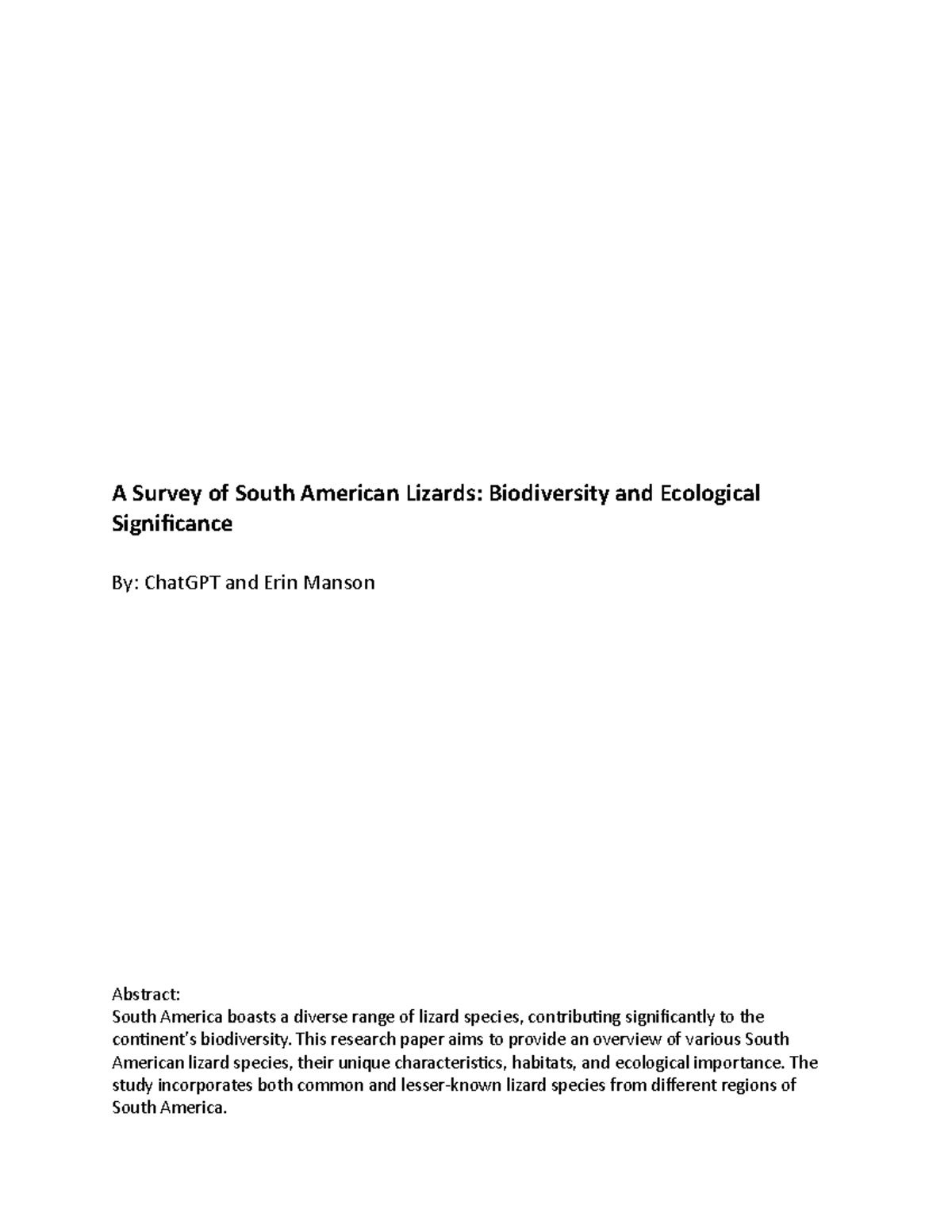 Lizard Research - A Survey of South American Lizards: Biodiversity and ...