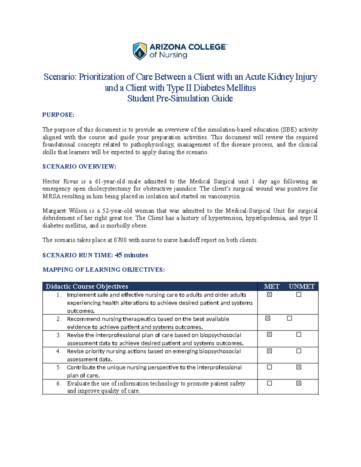Prioritization of Care Between a Client with an Acute Kidney Injury and ...
