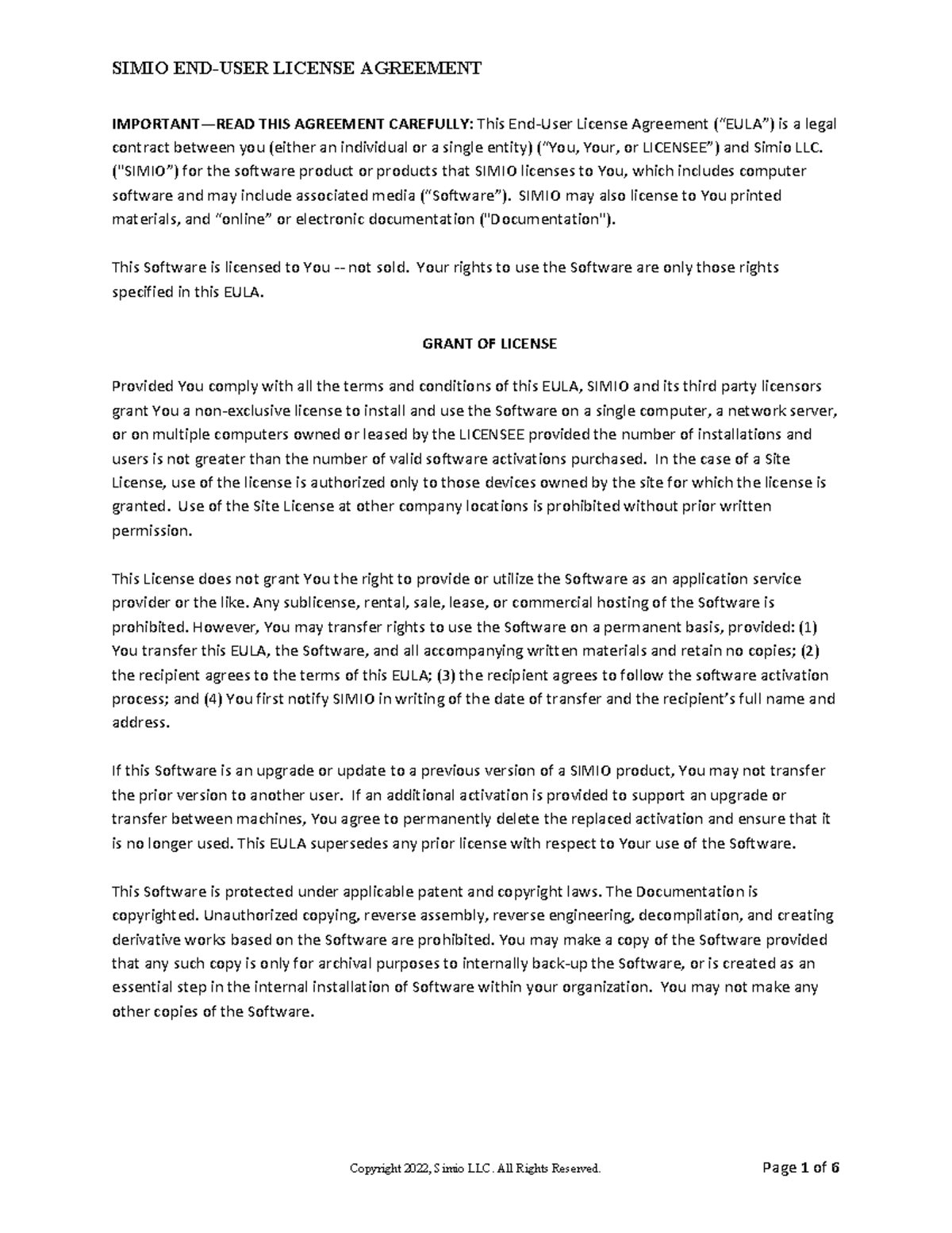 Simio EULA - IMPORTANT—READ THIS AGREEMENT CAREFULLY : This End-User ...