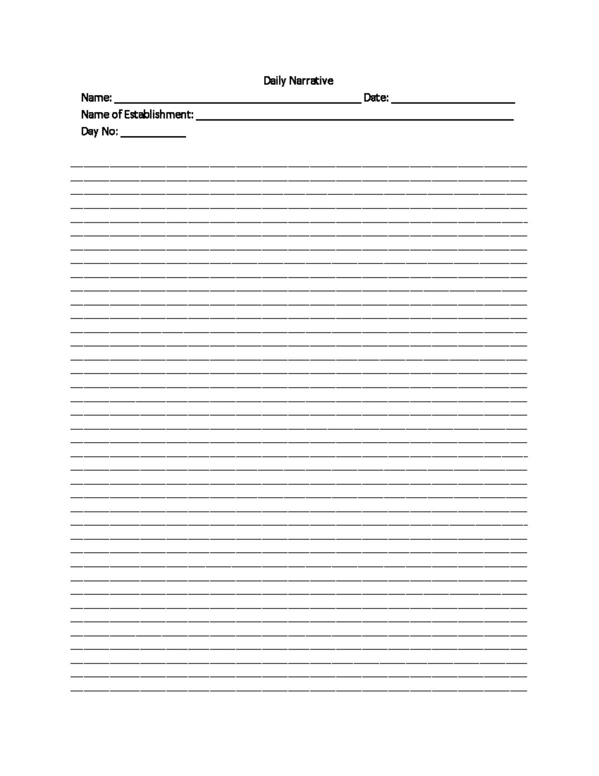 Daily Narrative - jkjkk - Daily Narrative Name: __________________________________________ Date ...