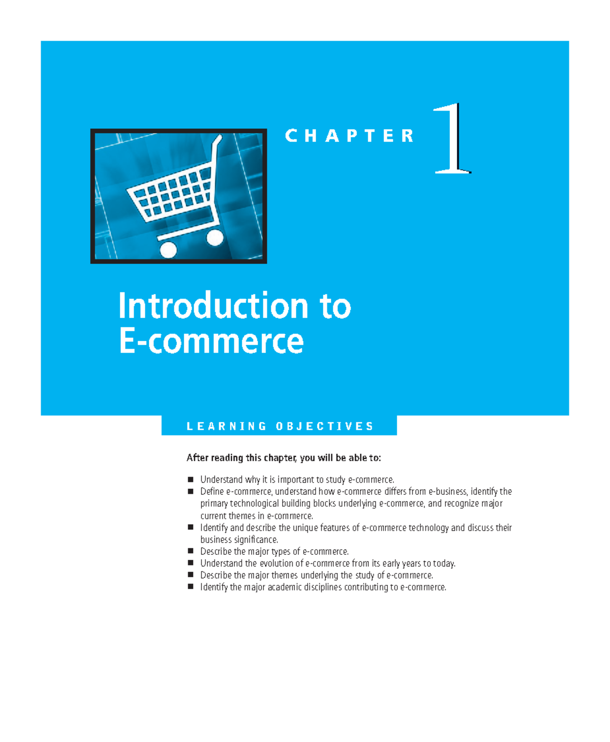 Chapter 01 Introduction To E Commerce C H A P T E R 1 Introduction To E Commerce Learning