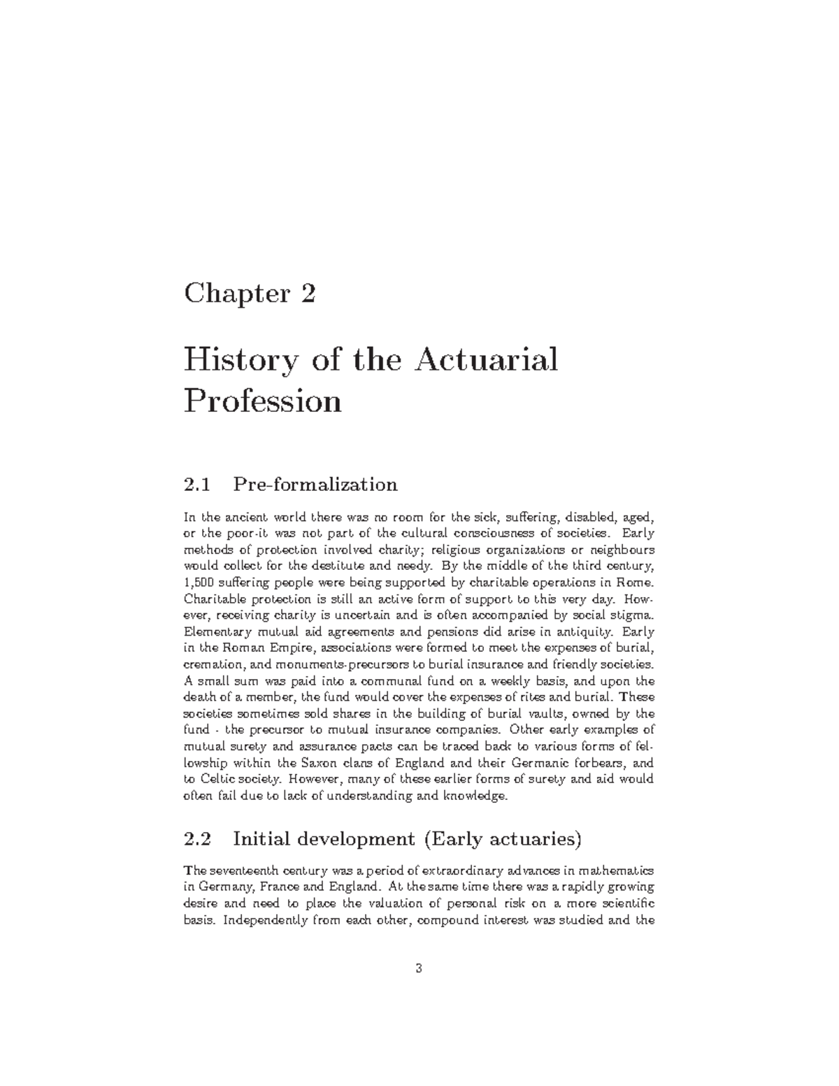Lecture material 1 - First year - Chapter 2 History of the Actuarial ...