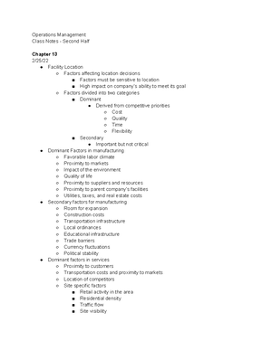 Chapter 12 Notes - Professor Arthur Hudson - Operations Management ...
