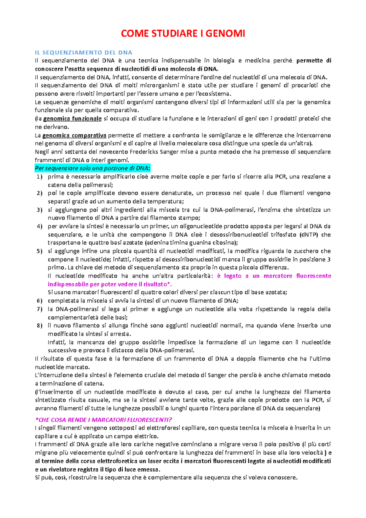 Sequenziamento DNA - studio genomi, caratteristiche genoma procariote ...