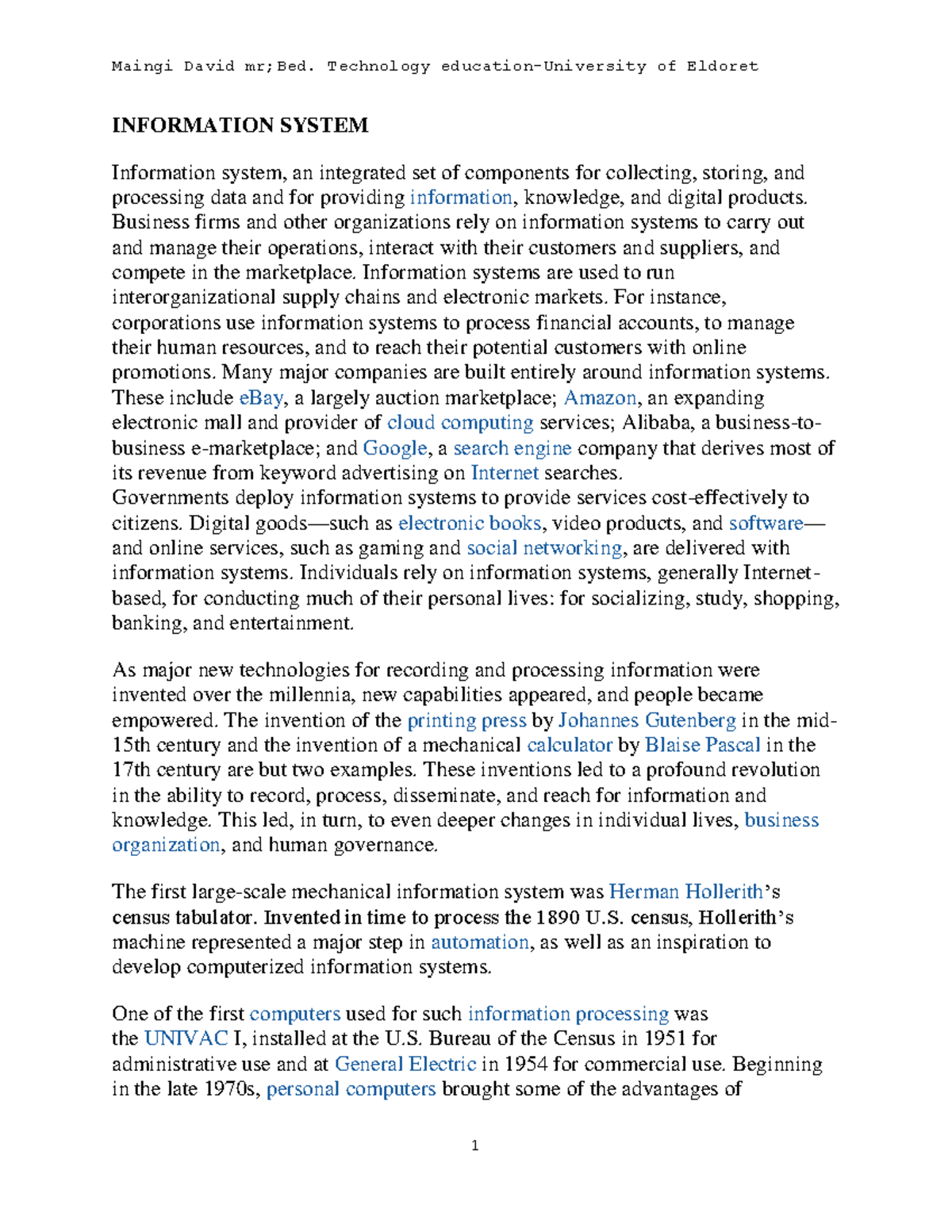 Components of MIS - By Taniva Austine - INFORMATION SYSTEM Information ...