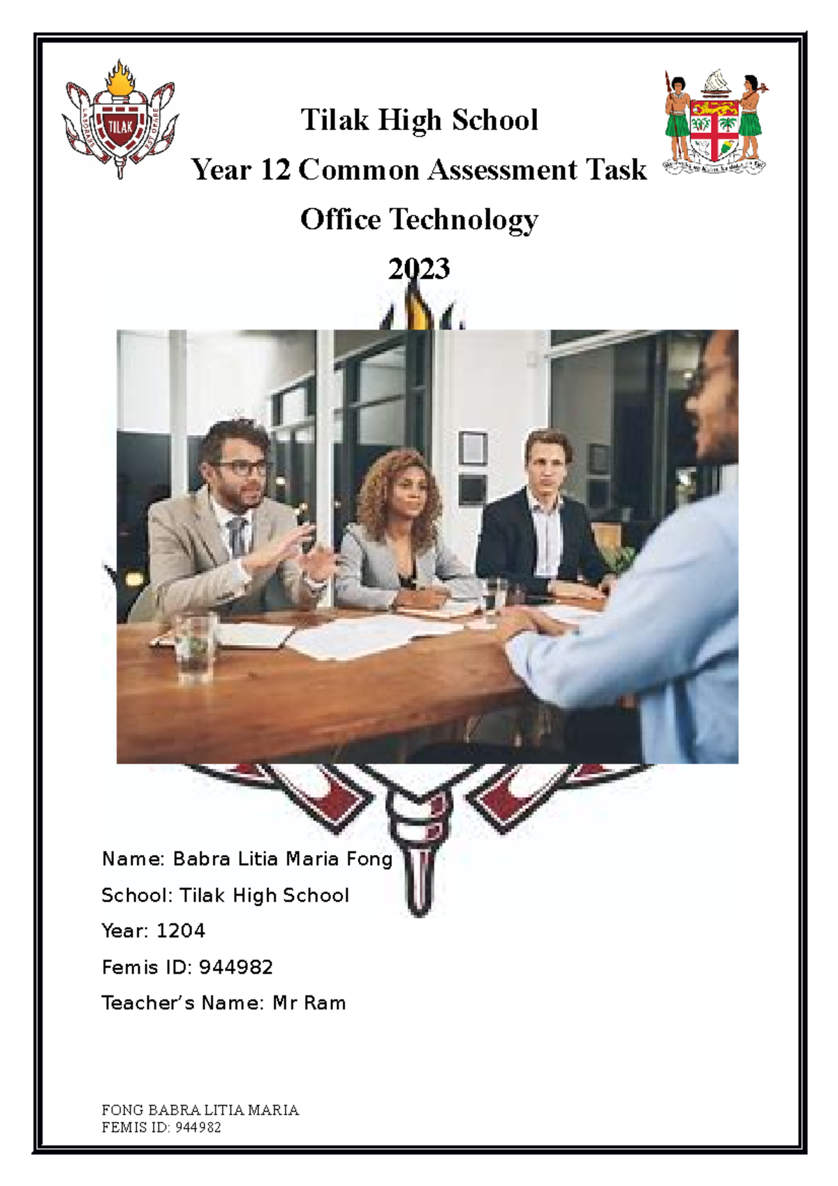 Babra Litia Maria FONG - 944982 - Tilak High School Year 12 Common ...