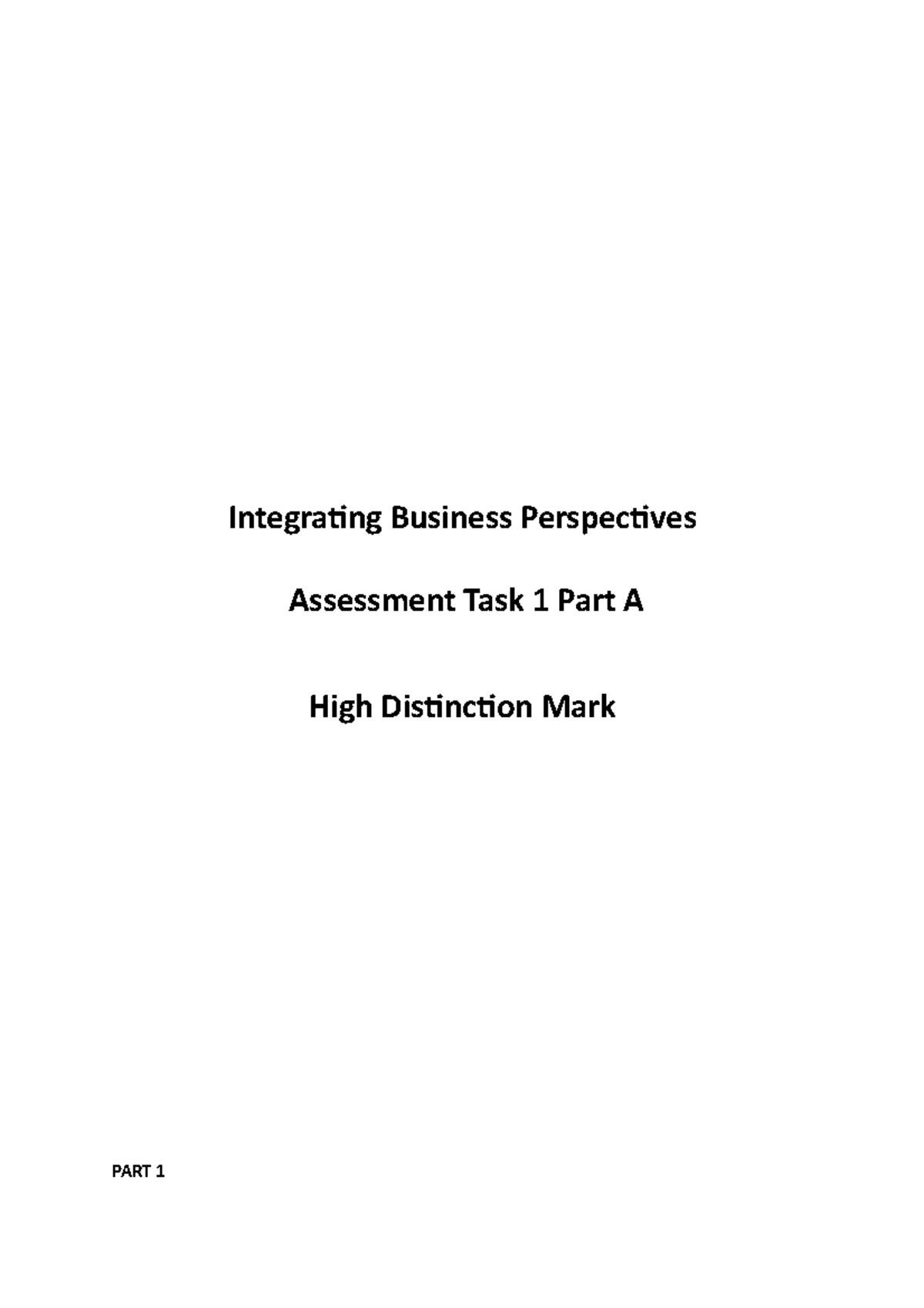 Integrating Business Perspectives Assignment 1 Part A - Integrating ...