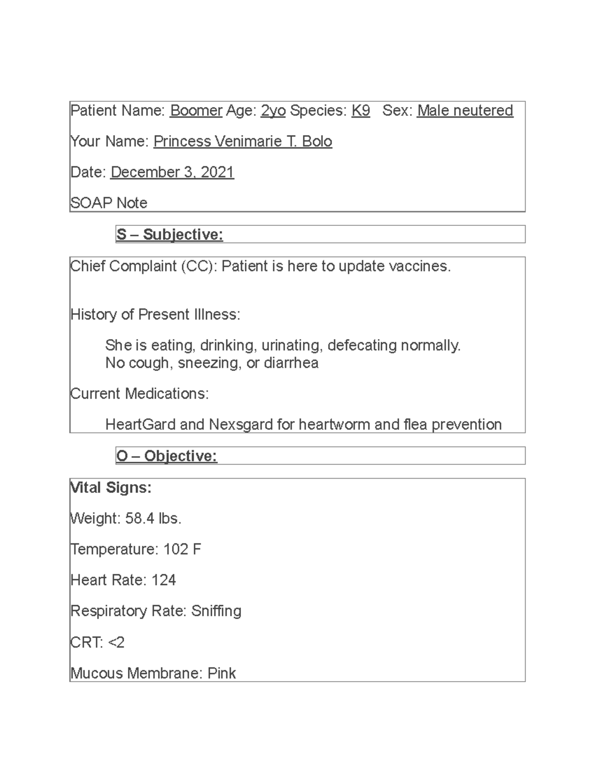 Scribe Examples - dgg nfgbfbrtbrtb - Patient Name: Boomer Age: 2yo ...