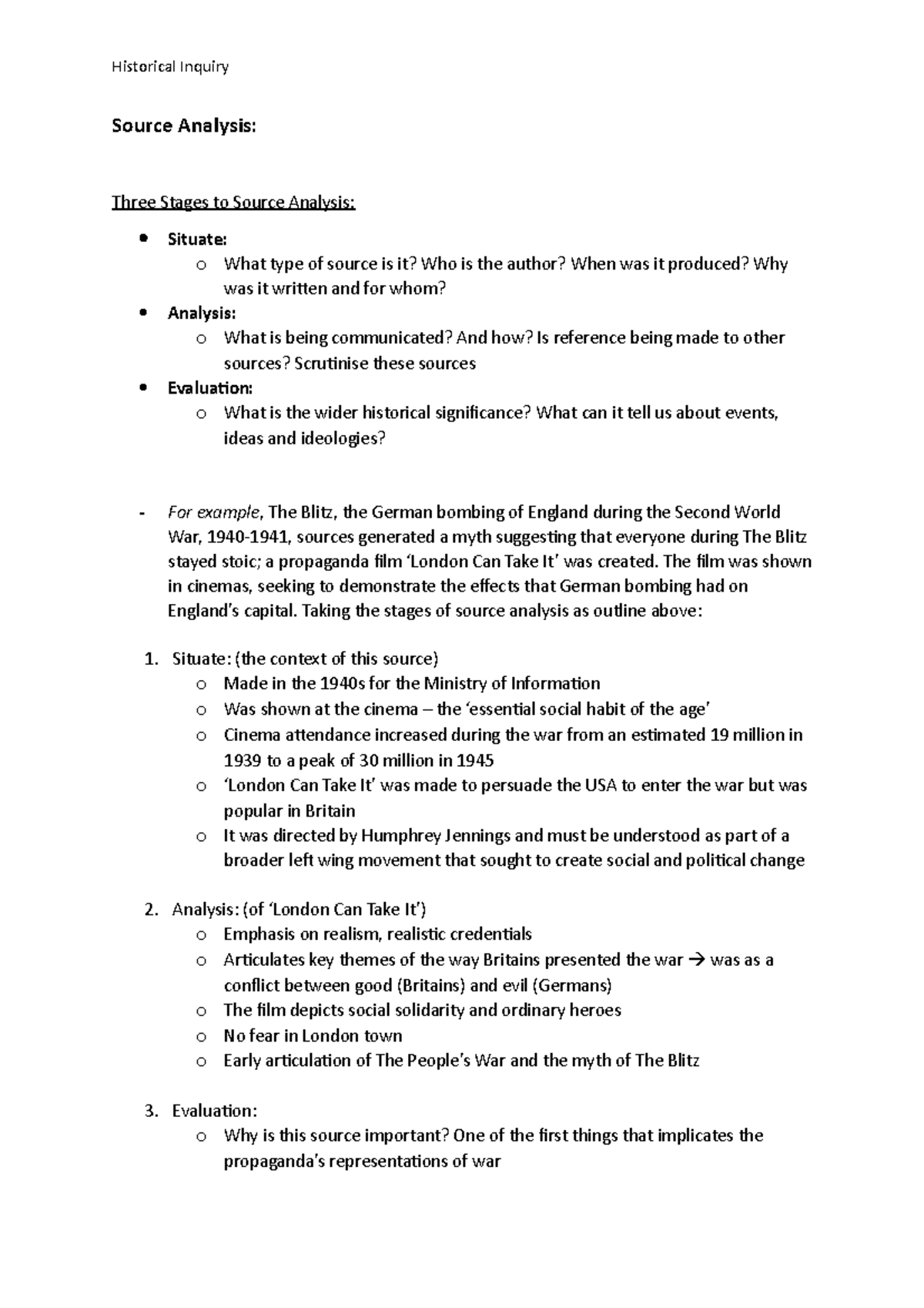 Source Analysis - Historical Inquiry - Historical Inquiry Source ...