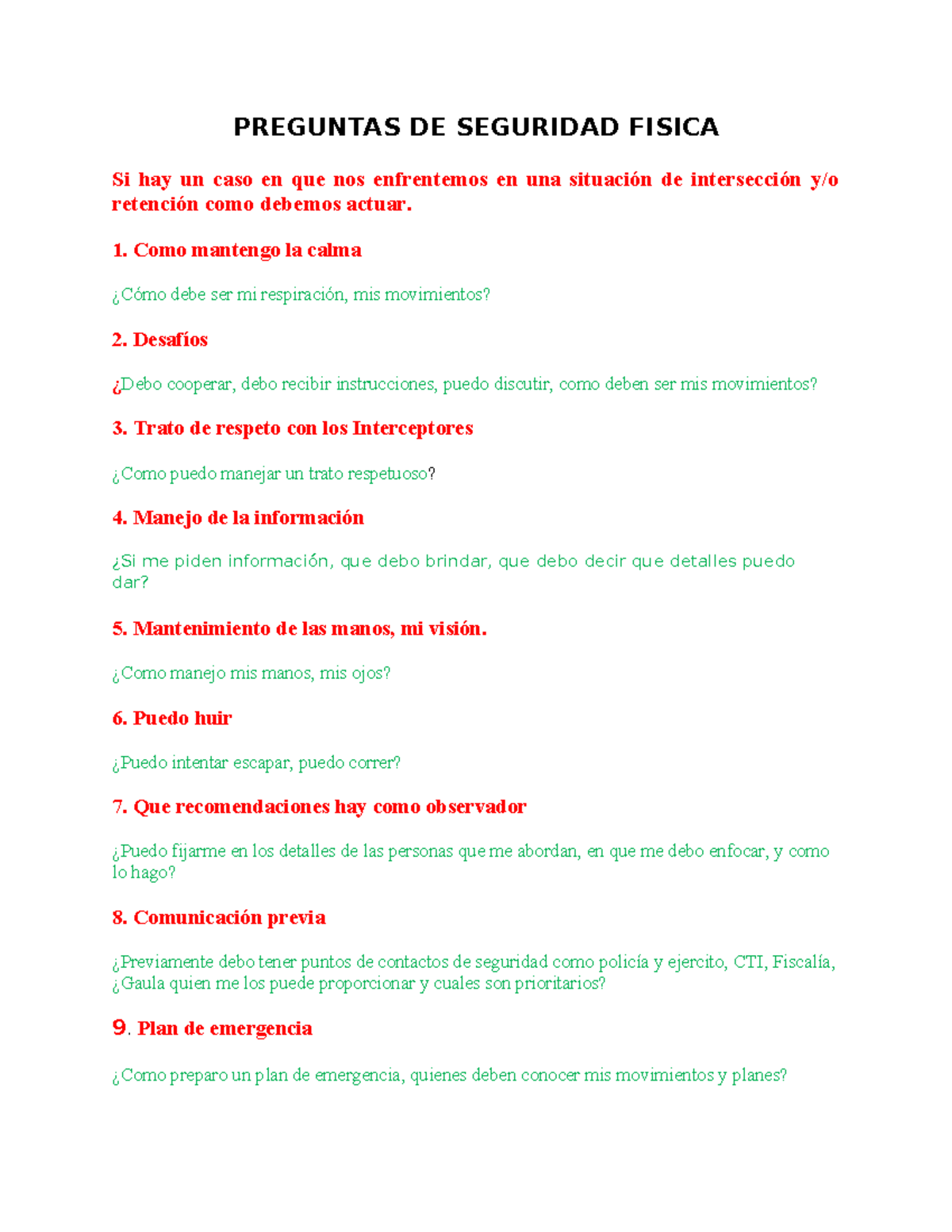 Preguntas seguridad fisica como medidas de prevención - PREGUNTAS DE ...