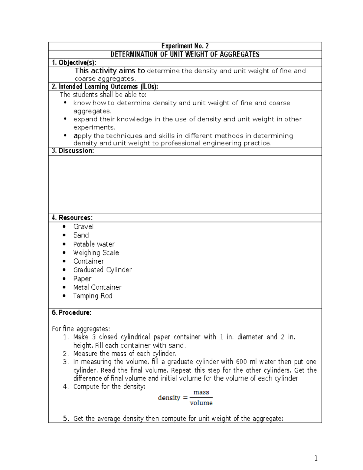 CMT-LAB-2 - Summary Construction Materials and Testing - Experiment No ...