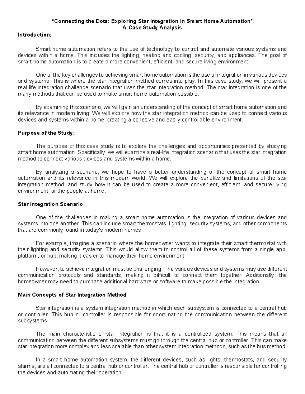 Connecting the Dots Exploring Star Integration in Smart Home Automation ...