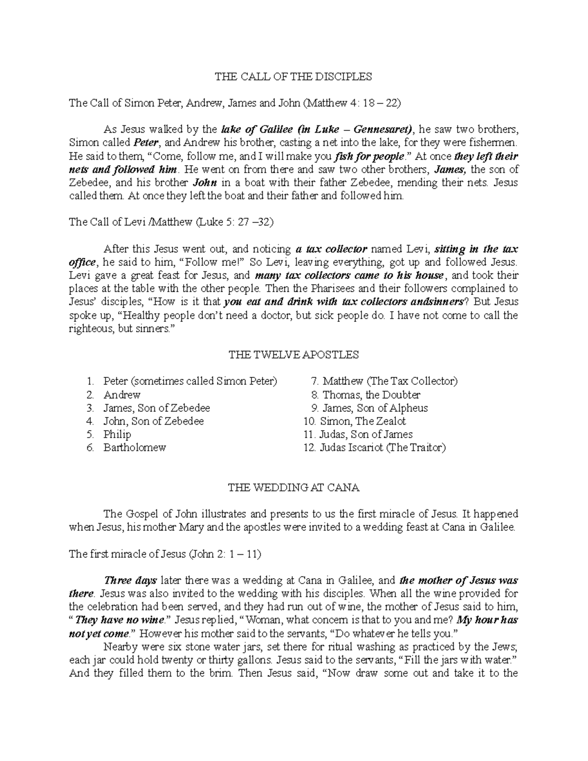 Midterm+Period THEO6 WK+2 3 - THE CALL OF THE DISCIPLES The Call of ...