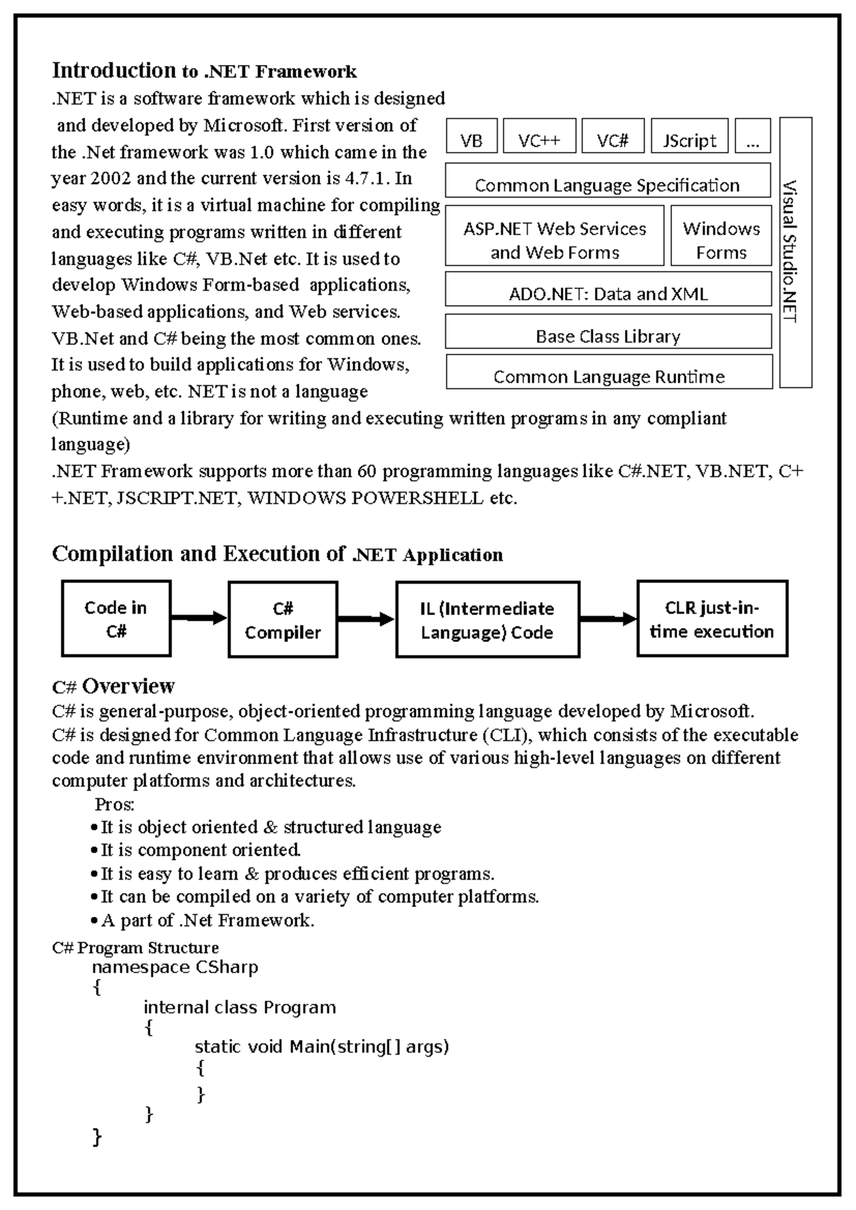 NET Centric Labsheet WEEK1-8 - VB VC++ VC# Common Language Specification ASP Web Services and ...