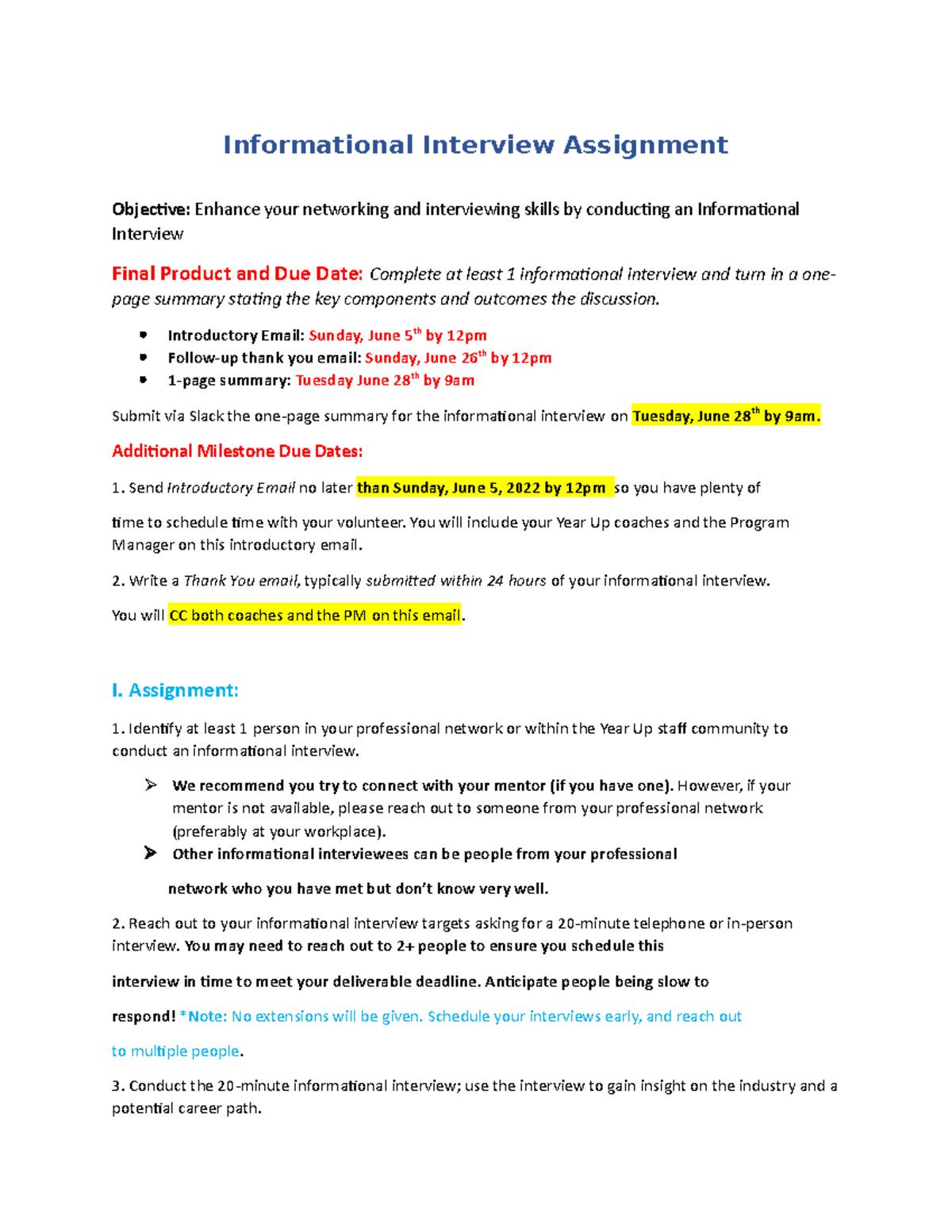 Pro-Skills Week 12. Informational Interview Assignment Overview - Informational Interview ...