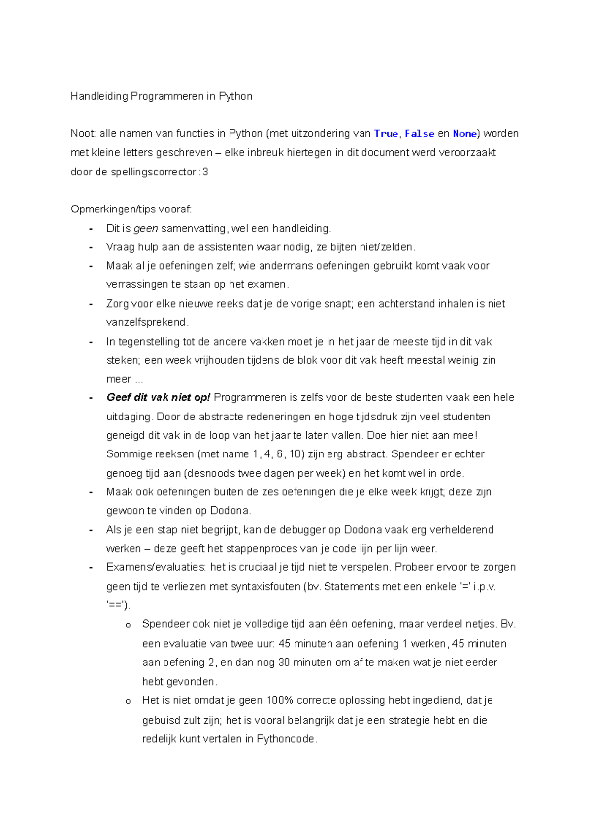 Handleiding Programmeren - Vraag hulp aan de assistenten waar nodig, ze ...