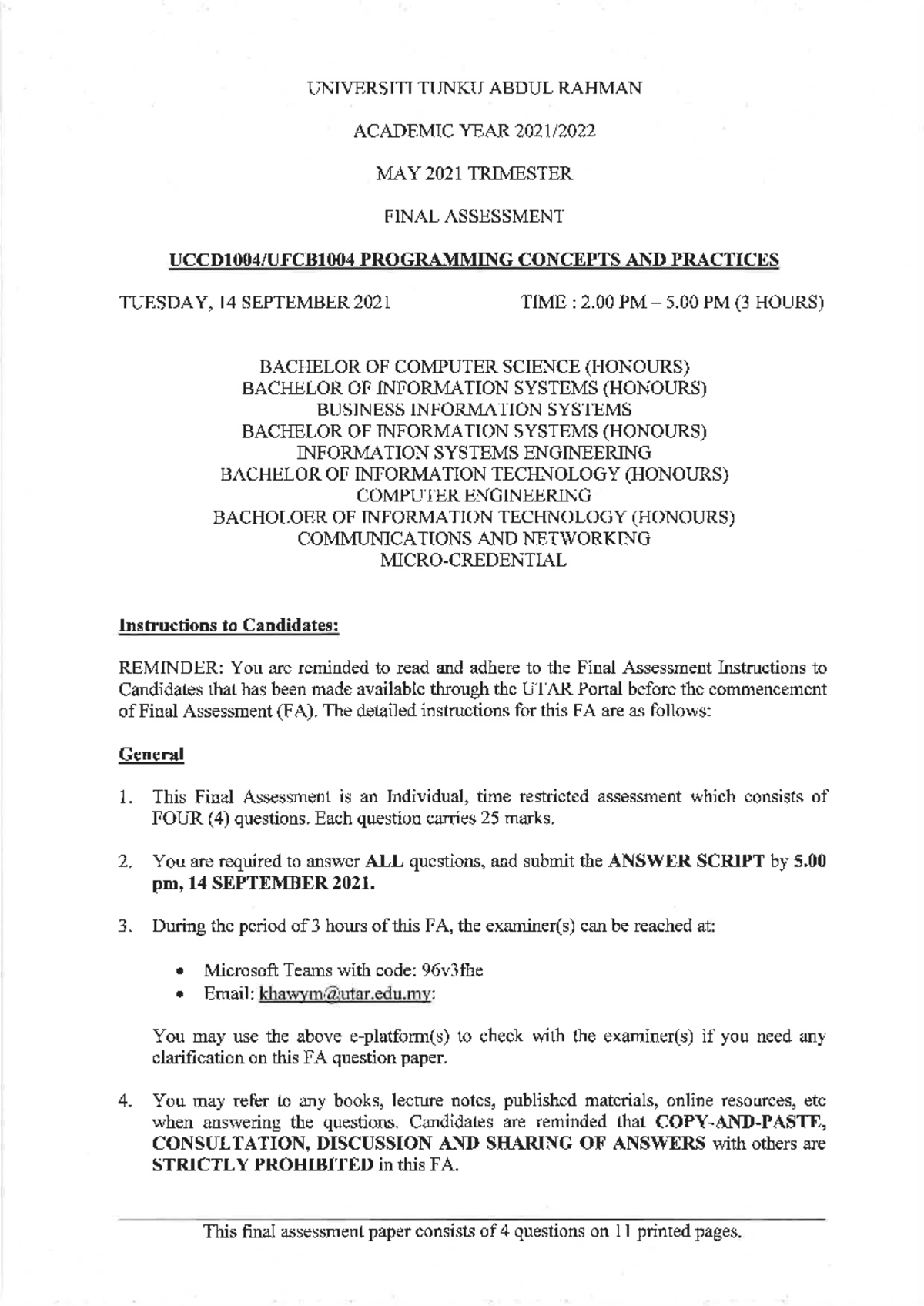 UCCD1004 September 2021 - Business Finance - Studocu