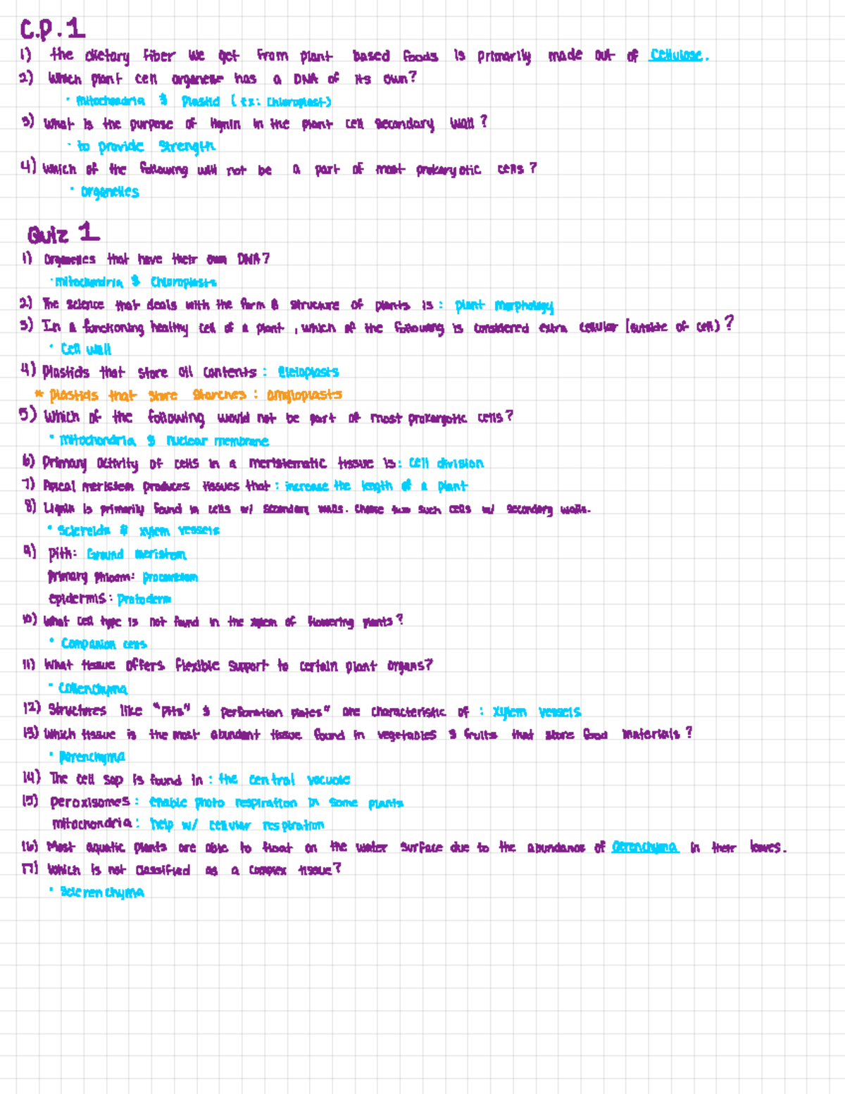 Plant Science Test 1 Review - C . P. 1 1) the dietary fiber we get from ...