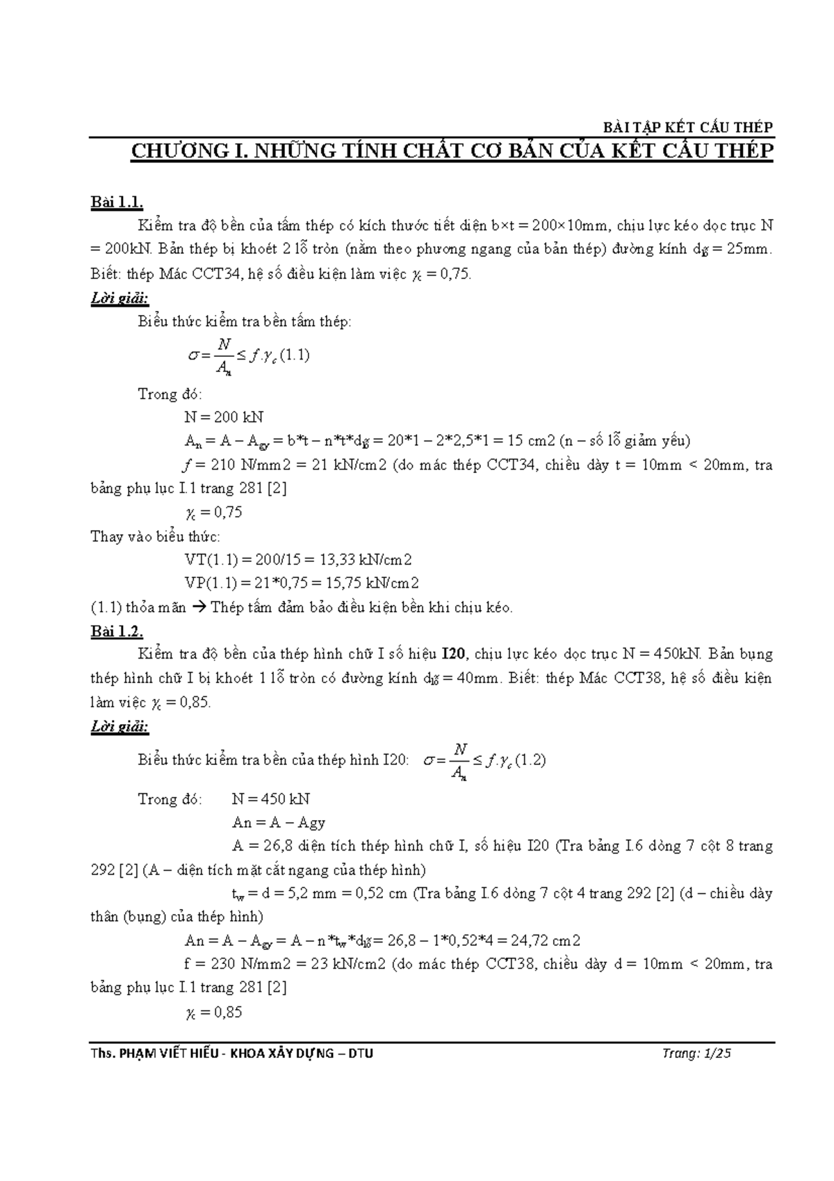 Bai tập 2 - Thiet ke san nha - CHƯƠNG I. NHỮNG TÍNH CHẤT CƠ BẢN CỦA KẾT ...