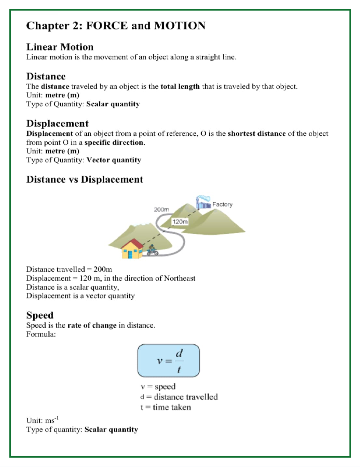 Physics Notes - Kinematics formula - Chapter 2: FORCE and MOTION Linear ...