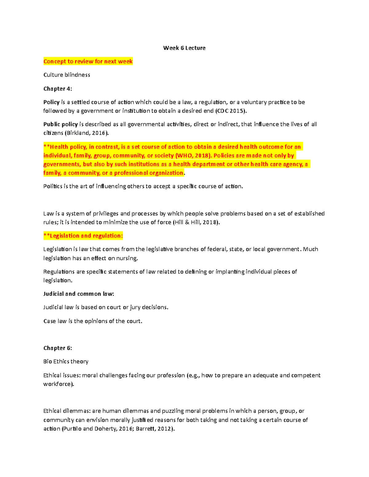 Week 6 Lecture - NURS 211L practice materials - Week 6 Lecture Concept to review for next week ...