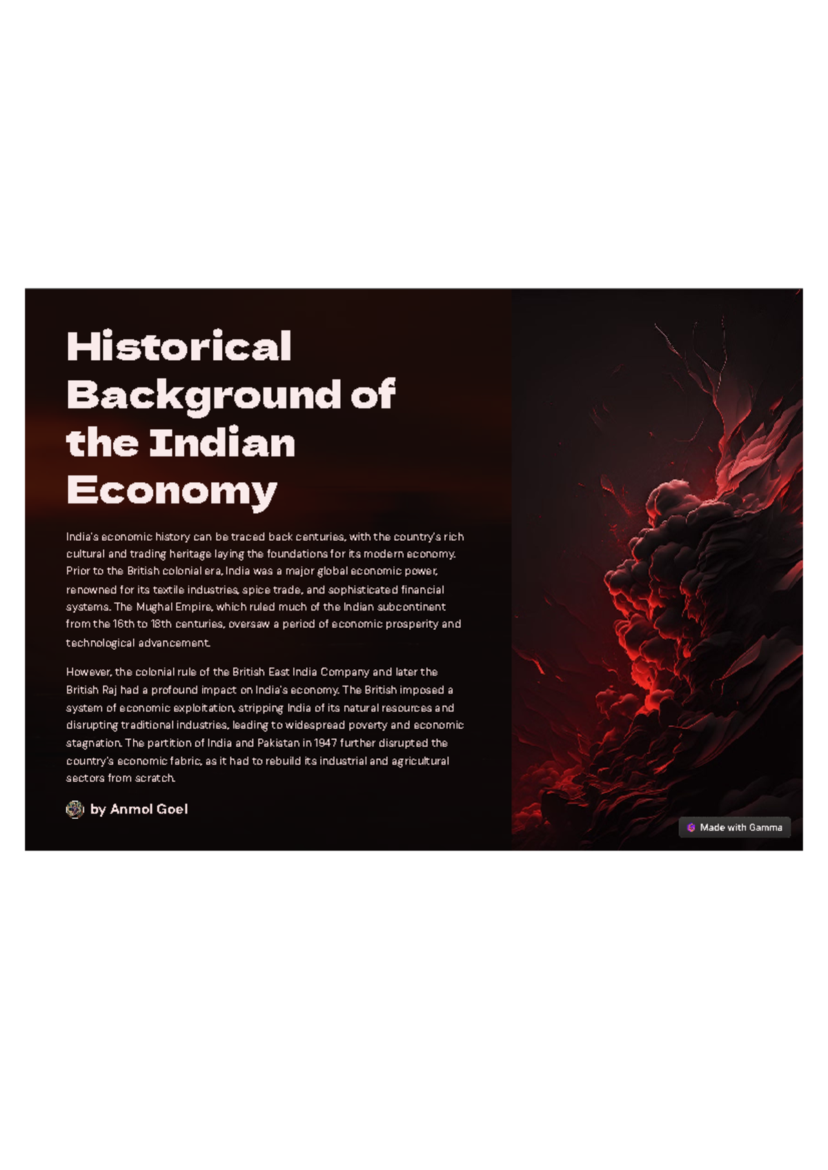 Anmol goel,6031 - Indian economy - Historical Background of the Indian ...