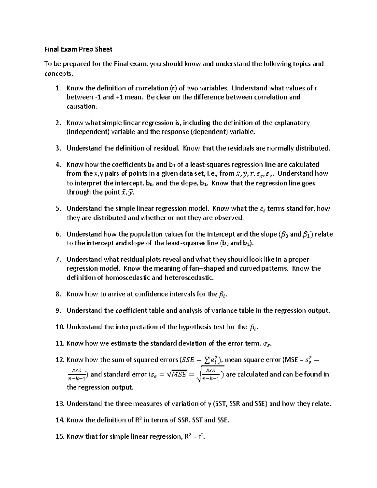 Final Exam Prep Sheet Warning Tt Undefined Function 32 Warning Tt Undefined Function 32