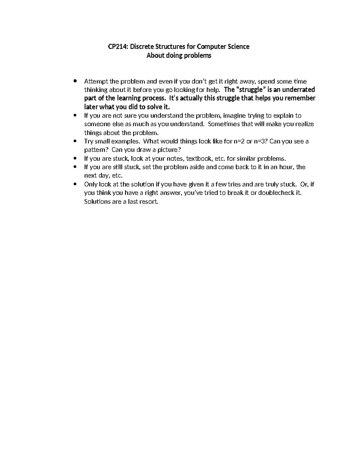 L01 About-doing-problems - CP214: Discrete Structures for Computer Science About doing problems ...