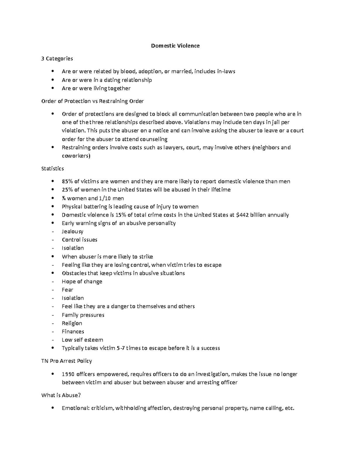 Domestic Violence - These lecture notes illustrate the sad definitions ...
