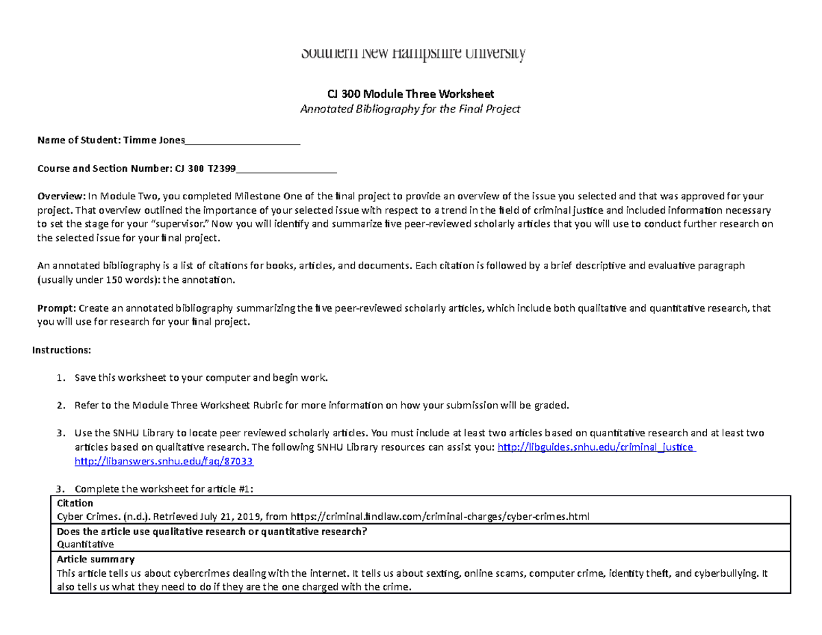 3-1 Annotated - Worksheet - CJ 300 Module Three Worksheet Annotated ...
