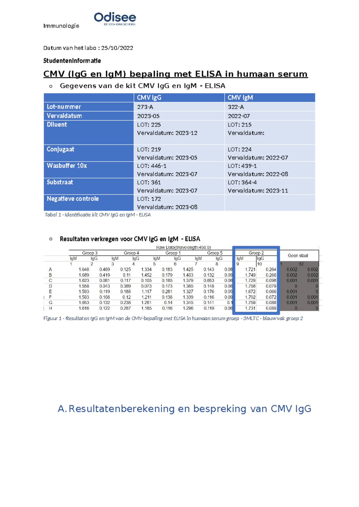 Immunologie 3MLT C2 2 - deel verslag van integratie labo deel immuno ...