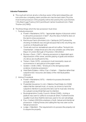 Land Law topic 3 - notes - Land Law Topic 3: Principles of land ...