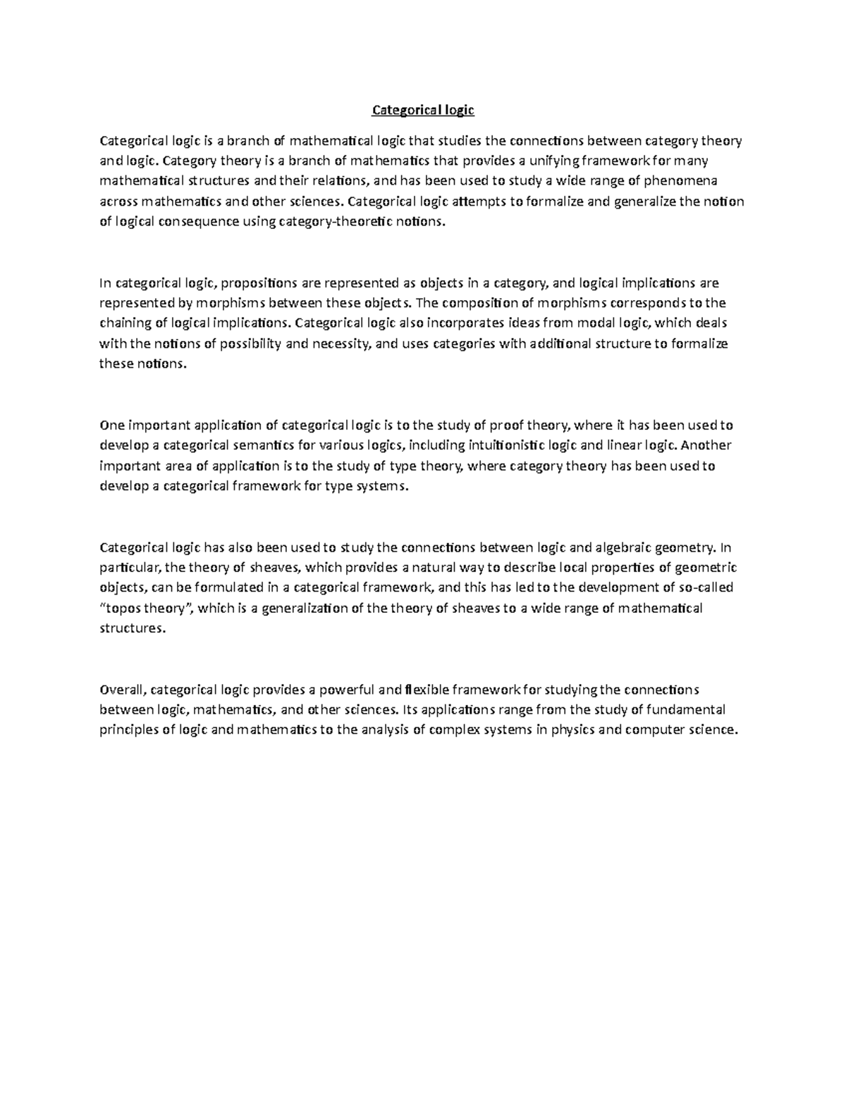 Categorical logic - Categorical logic Categorical logic is a branch of ...